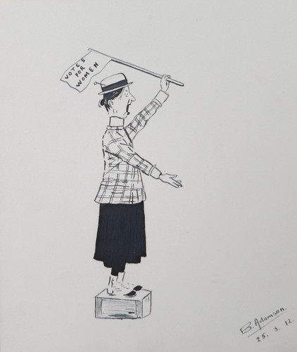 1912 Ink Drawing of a Suffragette