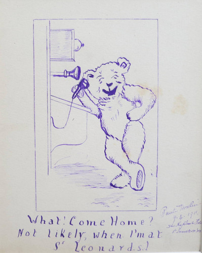 1911 Ink Drawing of a Teddy Bear