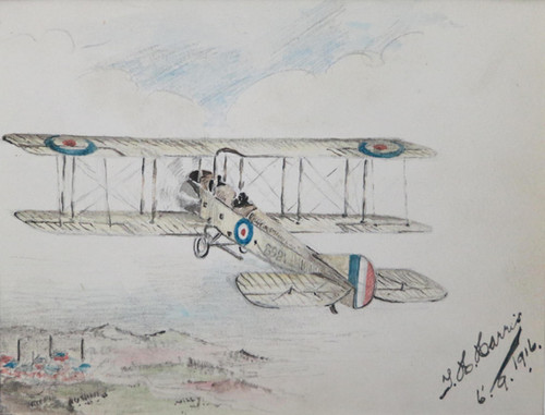1916 Painting of a WW1 RFC biplane
