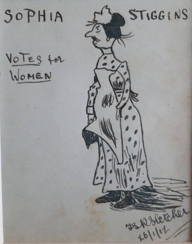 1912 Ink Drawing of a Suffragette