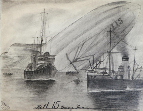 1916 Pencil Drawing of Zeppelin L15