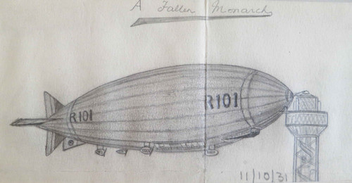 1931 Pencil Drawing of Airship R101