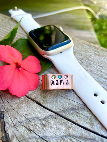 Custom Copper Watch Band Charm with Birthstones / Smart Watch Cuff ...