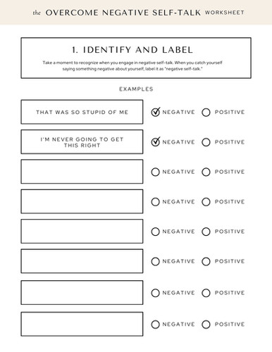 Overcome Negative Self-Talk Worksheet | The Pocket Therapist