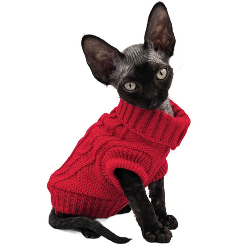 YokoKat Red Turtleneck Devon Rex Cat Sweater | mydevonrex.com