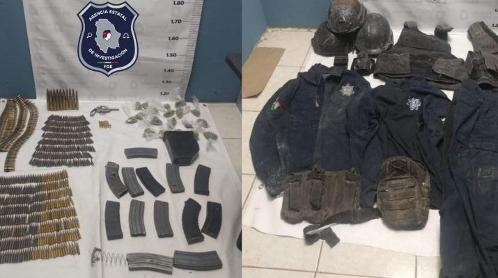 Aseguran en tramo de López, droga, armas, equipo táctico y vehículo robado