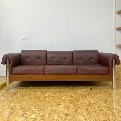 Mid century chrome and teak sofa | urbn nest