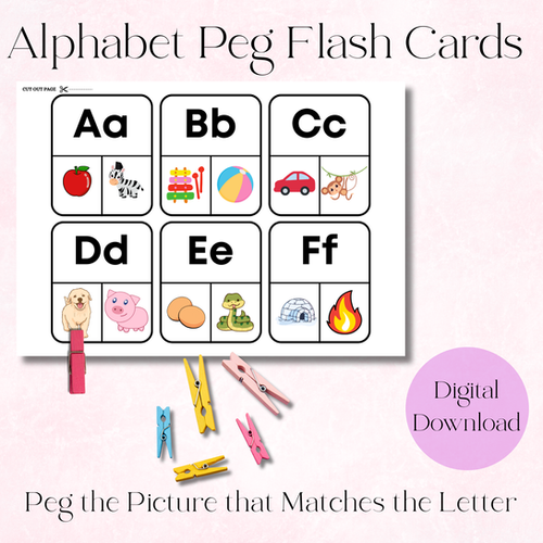 Alphabet Peg Flash Card | My Site