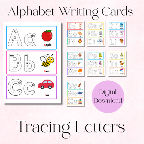 Alphabet Tracing Cards – A–Z Printable Writing Practice (Uppercase ...