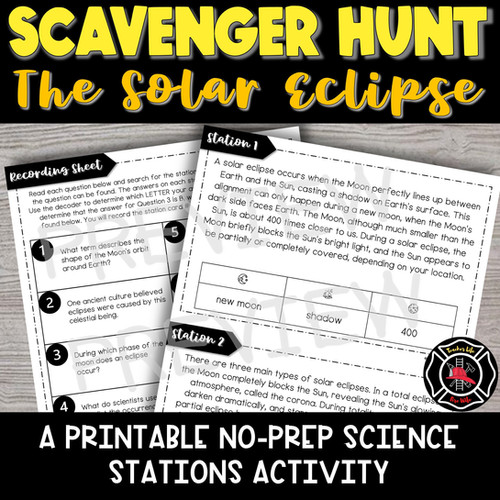 Solar Eclipse SCAVENGER HUNT STATIONS - Reading Comprehension - Science ...