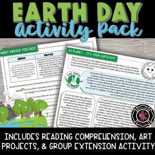 Earth Day Activity Pack - Reading Comprehension, Art, & Group Research ...