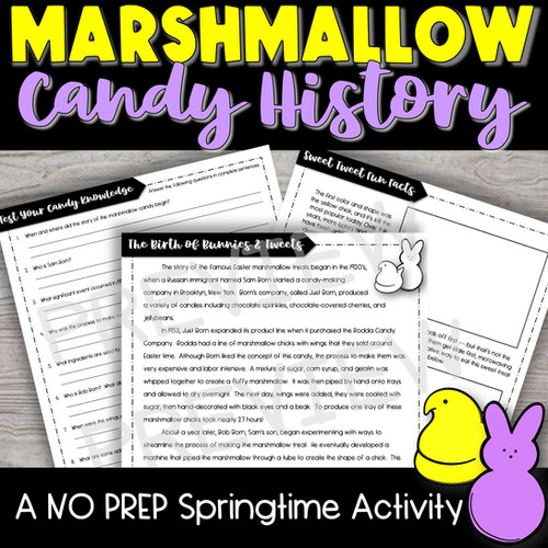 Marshmallow Candy History Reading Comprehension Activity | Teacherlife ...