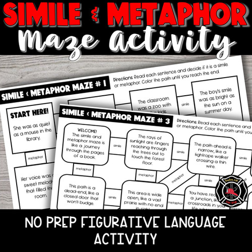 Simile and Metaphor Maze - A Figurative Language Activity - Printable ...