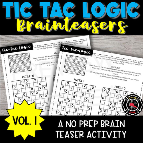 Tic Tac Logic Brainteaser Puzzle Activity - Pack 1 | Teacherlife Firewife