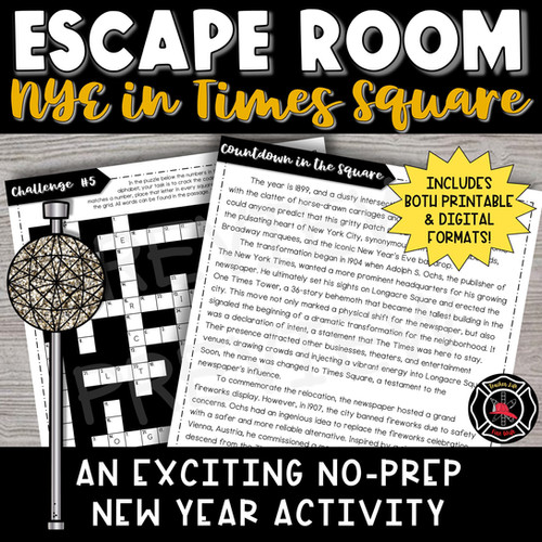 New Year ESCAPE ROOM Activity - Reading Comprehension - Times Square ...