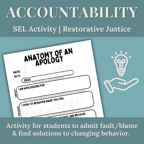 Behavior Management SEL High School | Restorative Justice Apology ...