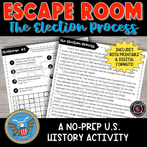 Presidential Election ESCAPE ROOM - Reading Comprehension - US History ...