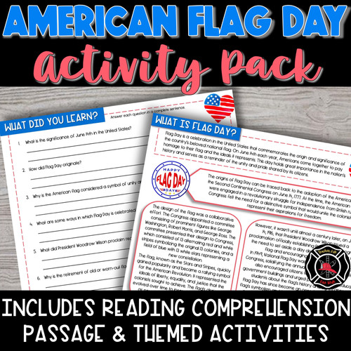 American Flag Day Reading Comprehension & Activity Pack | Teacherlife ...