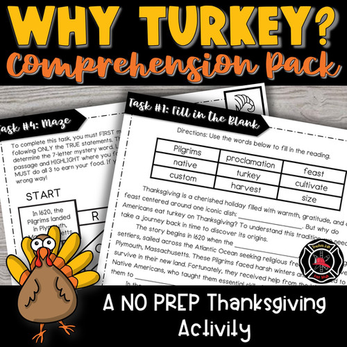Thanksgiving Reading Comprehension Challenge - Close Reading - Why ...
