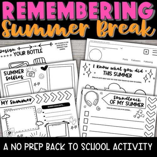 Back to School Summer Memory Activity - Printable & Digital ...