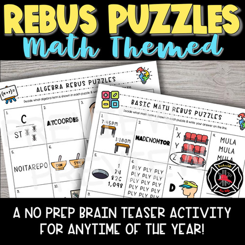Brainteaser Rebus Puzzle Activity - Math | Teacherlife Firewife