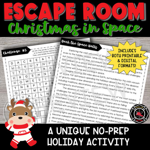 Christmas in Space - Holiday ESCAPE ROOM Activity - Reading ...