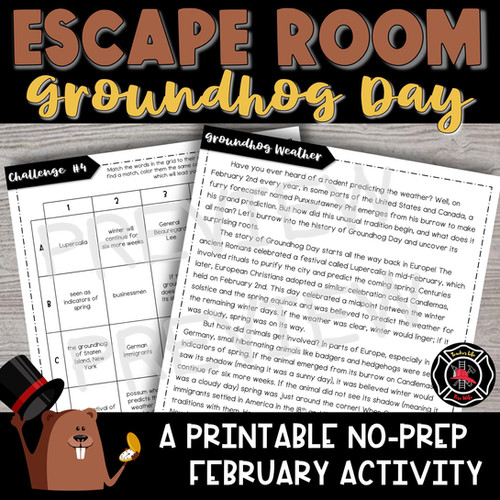 Groundhog Day ESCAPE ROOM Activity - Reading Comprehension ...