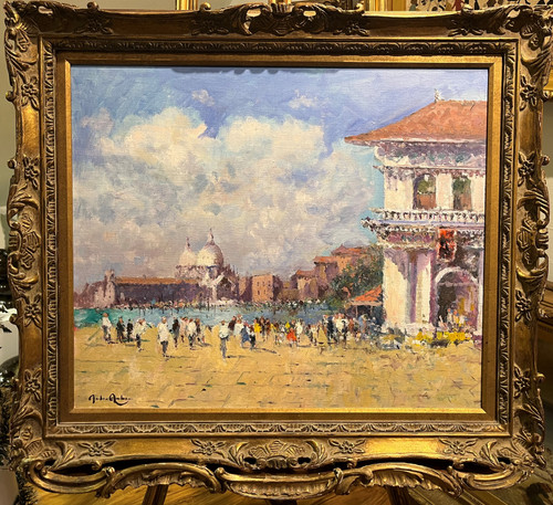 OIL PAINTING LARGE VENICE ITALIAN MASTER MEDIUM CIRCA MID 20TH CENTURY ...