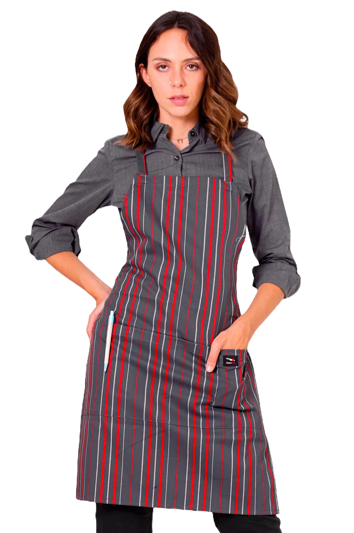 Mandil rayas rojas y grises Florencia | doctorchef