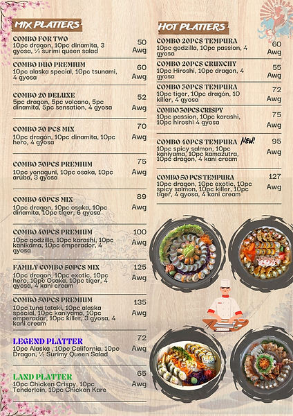 Menu photo | Sushifactoryaruba