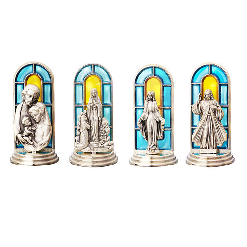 Mini Metal Statue Inlay Enamel Background | Avila Catholic Shop