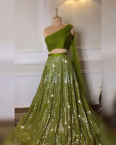 Buy Fancy Mehndi Green Color Sequence Work Lehenga Choli | keerramnx