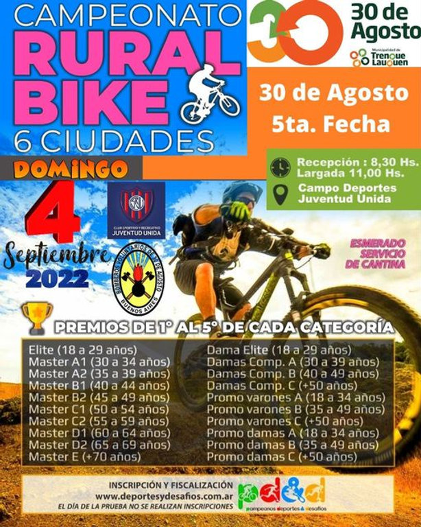 EL CAMPEONATO RURAL BIKE 6 CIUDADES LLEGA HOY A 30 DE AGOSTO