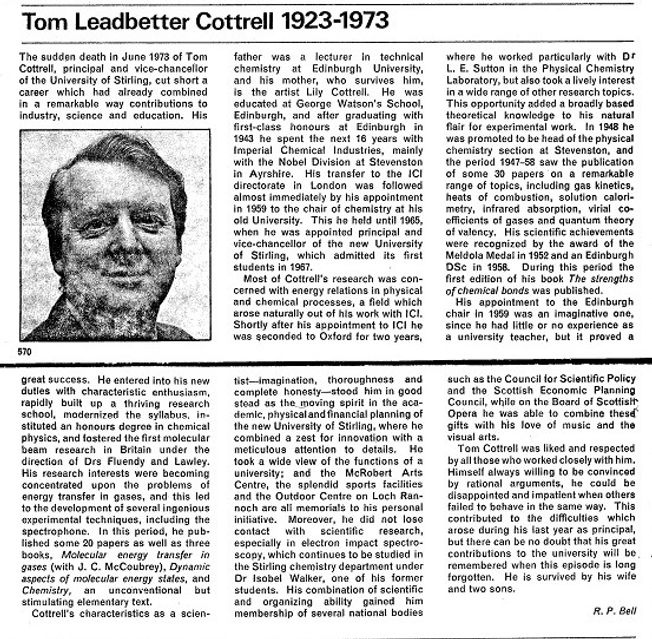 Prof. Tom Cottrell | euchemistry1966