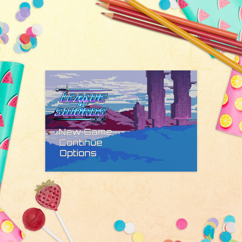 Retro Gaming Postcard | The League of Swords