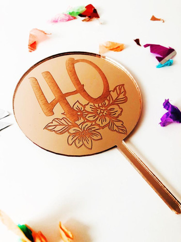 Custom Age Rose Gold Mirror Acrylic Cake Topper | Londonsparkle