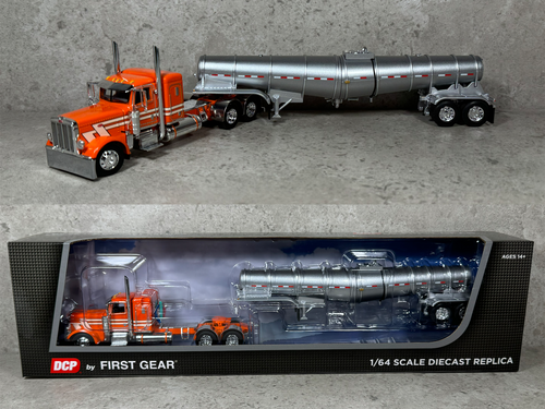 1/64 Peterbilt 389 w/ Polar Deep Drop Tanker Orange/Cream | FarmToys4You
