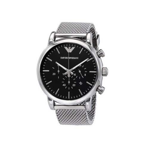 Armen Watches | Emporio Armani Luigi Quartz Men's Watch - Black and Silver