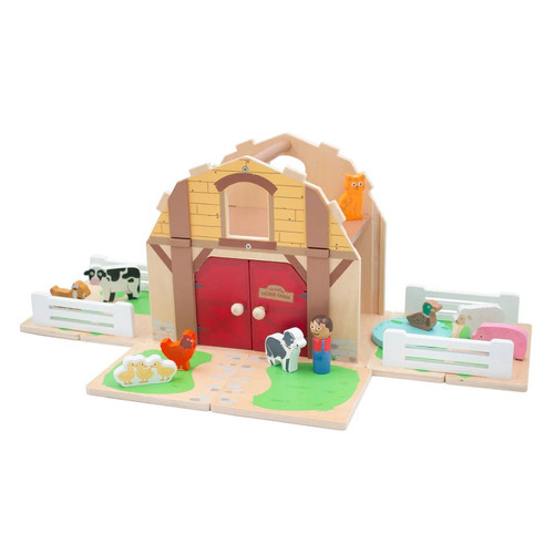 Wooden Farmyard Barn Set with Animals | Three Little Ones