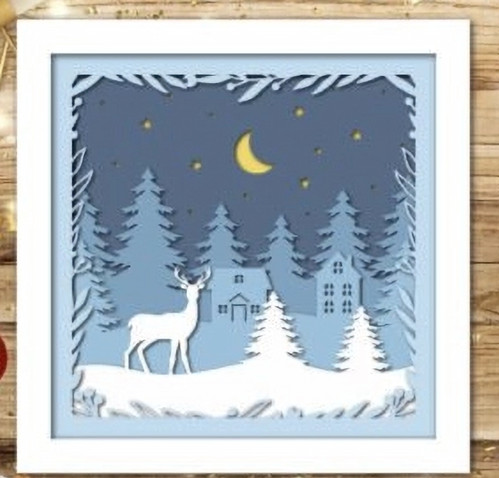 Winter Scene 6 Layer Shadow Box | Sunburst Studio
