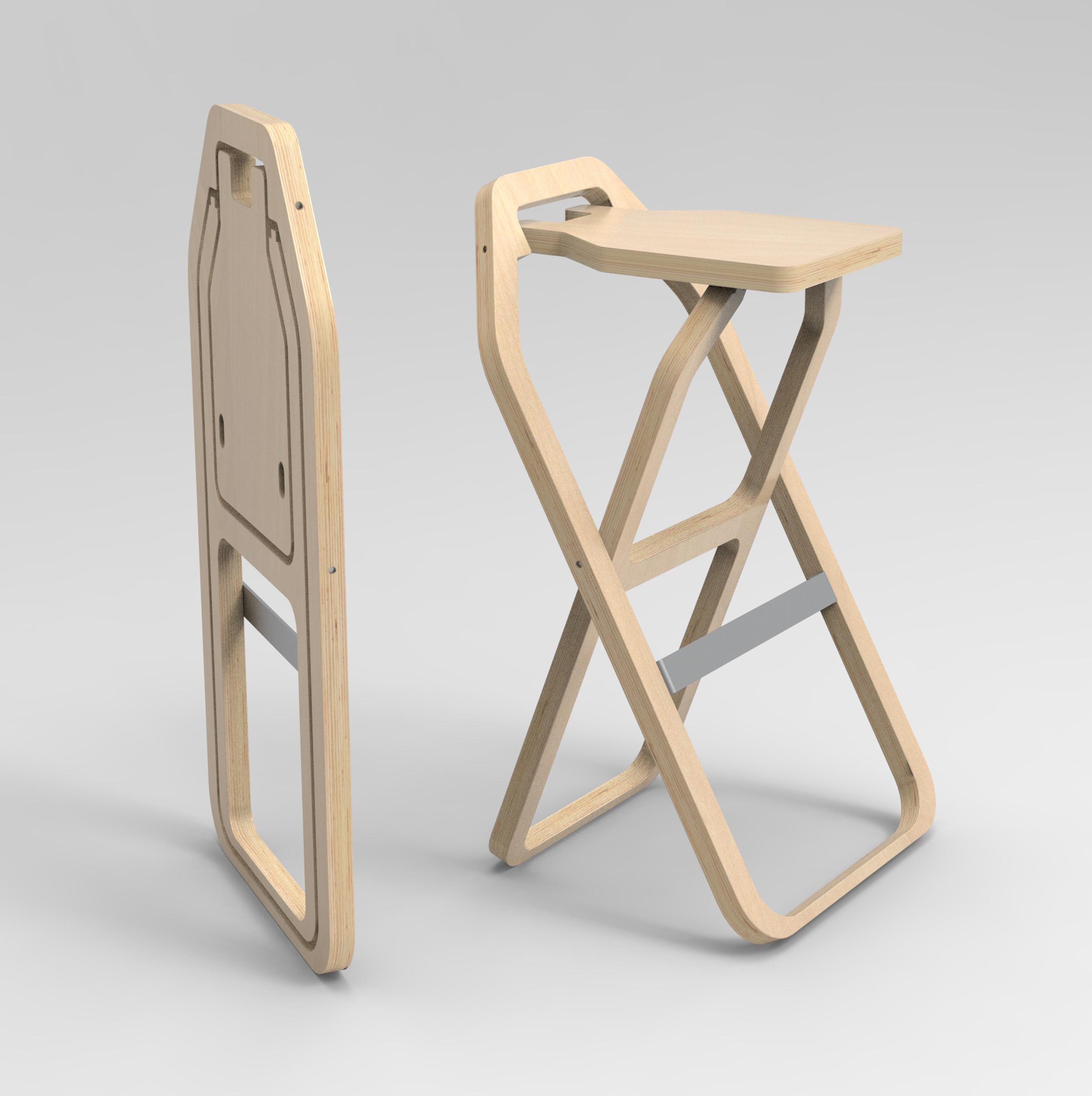 Made Infine | Tabouret de bar pliant en bois INFINE