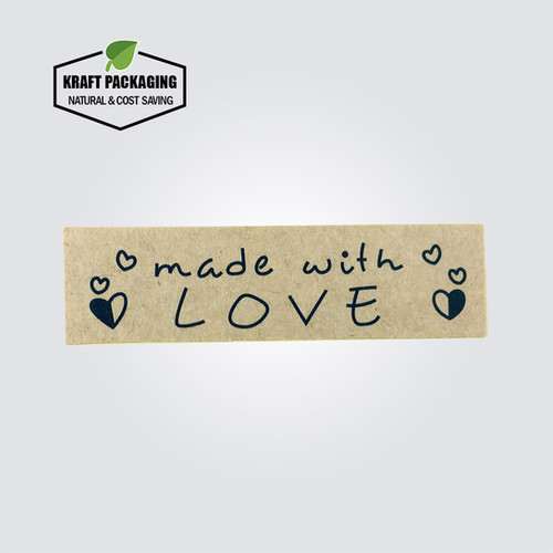 Kraft paper rectangle Made with LOVE sticker label for box bag closure ...