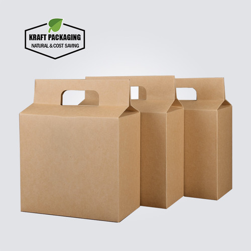 Heavyduty big size Kraft gift boxes packaging tea box with carry handle ...