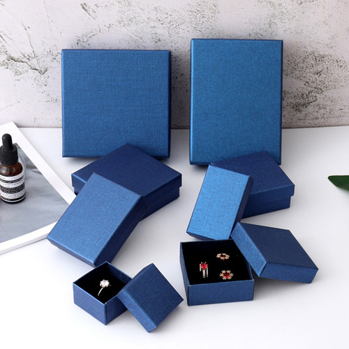 Light Blue Vertical-textured Paper Cardboard Jewelry Boxes With Foam ...