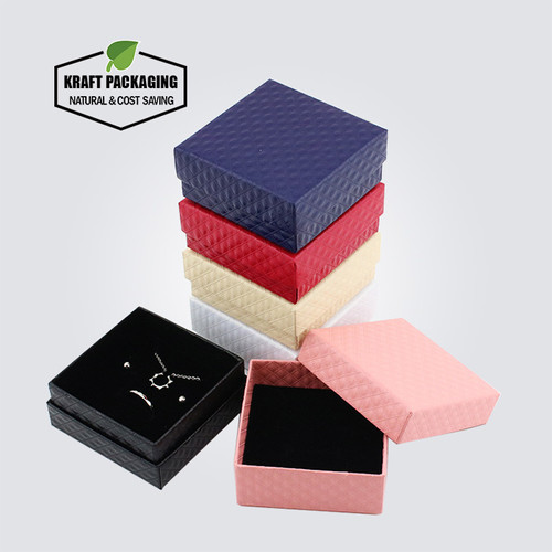 Color Textured Paper 2-piece Telescoping Jewelry Gift Boxes With Foam ...