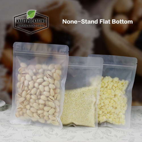 Frosted Clear Both Sides -Flat Bottom Zipper Pouch Bag