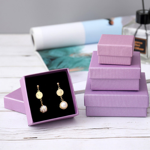 Light Purple Vertical-textured Paper Cardboard Jewelry Boxes With Foam ...
