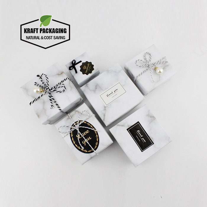 Marble Printing White 2-piece Telescoping Jewelry Gift Boxes With Foam ...