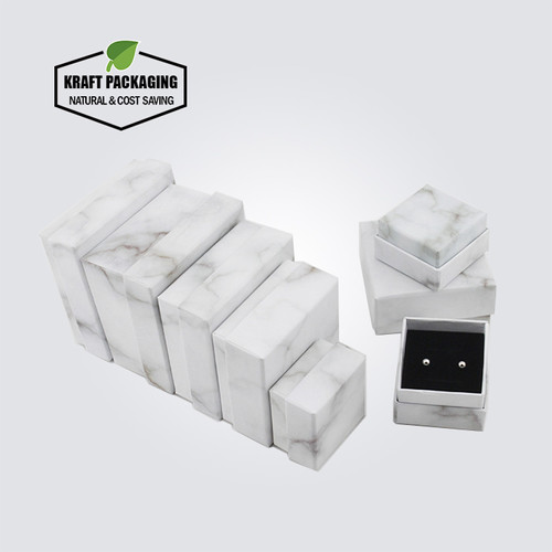 Marble Printing White 2-piece Telescoping Jewelry Gift Boxes With Foam ...
