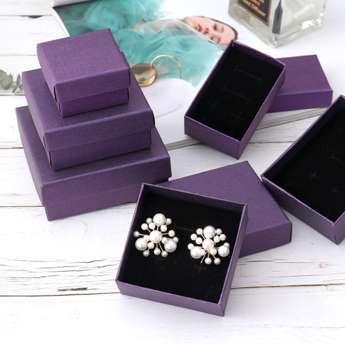 Dark Purple Vertical-textured Paper Cardboard Jewelry Boxes With Foam ...